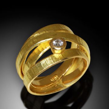 Wrapped in gold diamond ring - Handcrafted 18kt Gold Ring with Diamond ...